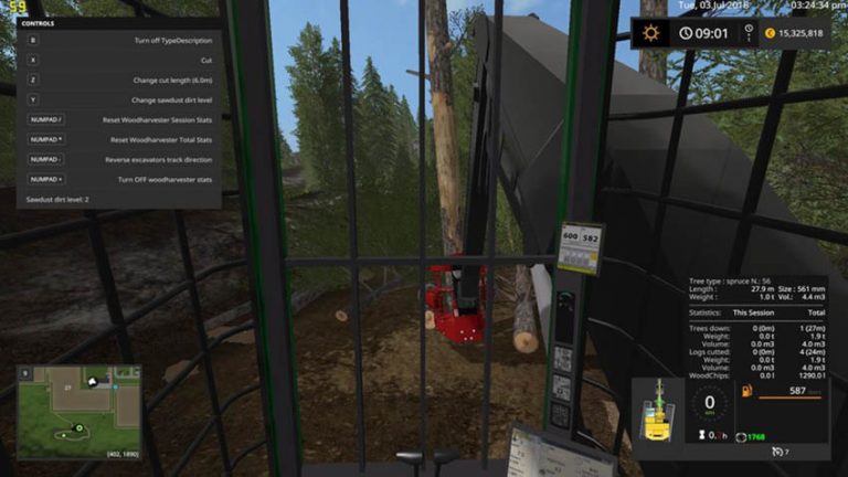 Woodharvester Tree Info V 1.1 [SP] – FS17 mod